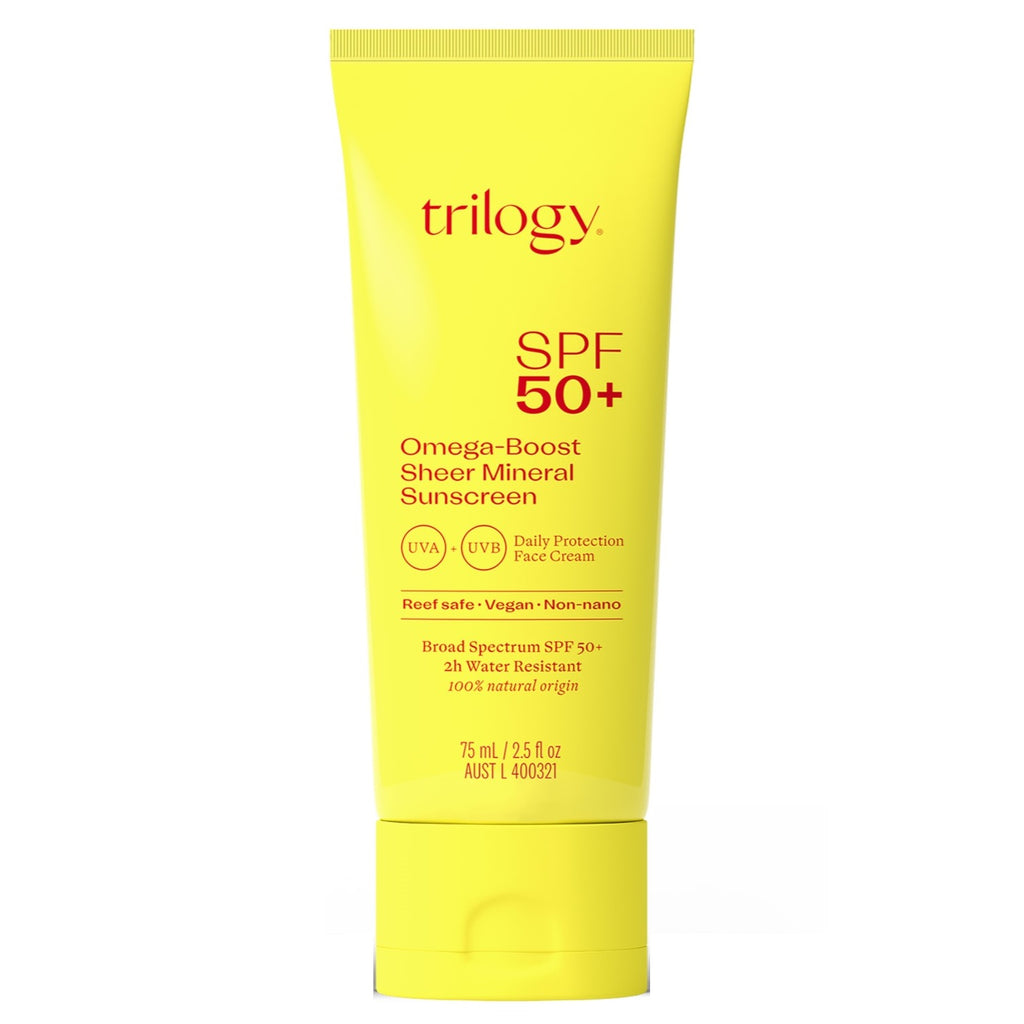 TRILOGY Omega-boost Sheer Mineral Sunscreen SPF50+ (75ml) – LA FEMME BEAUTY